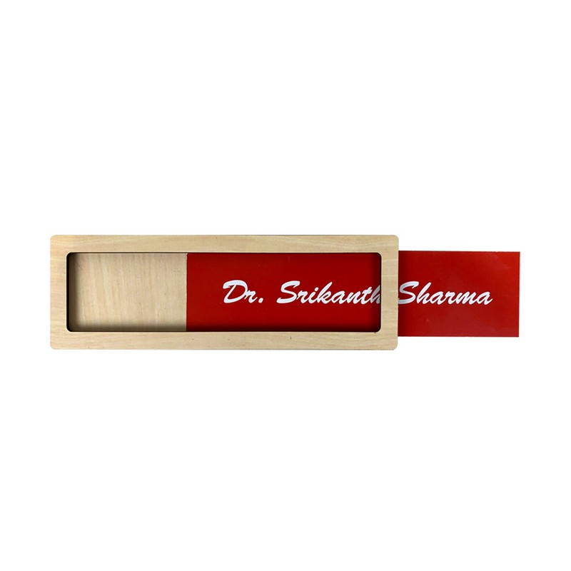 Trendy Sleek Insert Mount Name Plate - Red Square